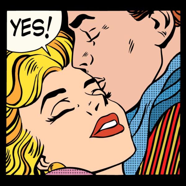 ‘yes Kissing Couple Pop Art Poster